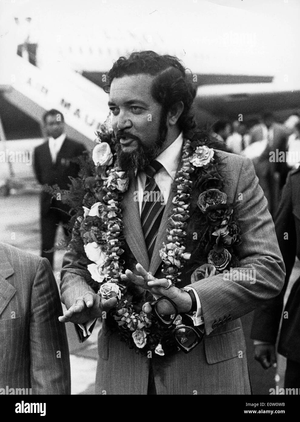 James Mancham being greeted at an event Stock Photo - Alamy