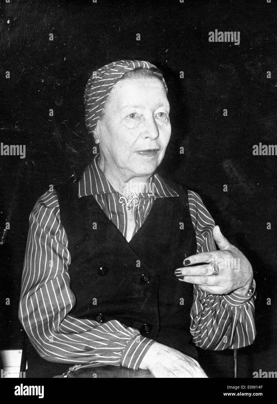 French writer Simone de Beauvoir talking Stock Photo - Alamy