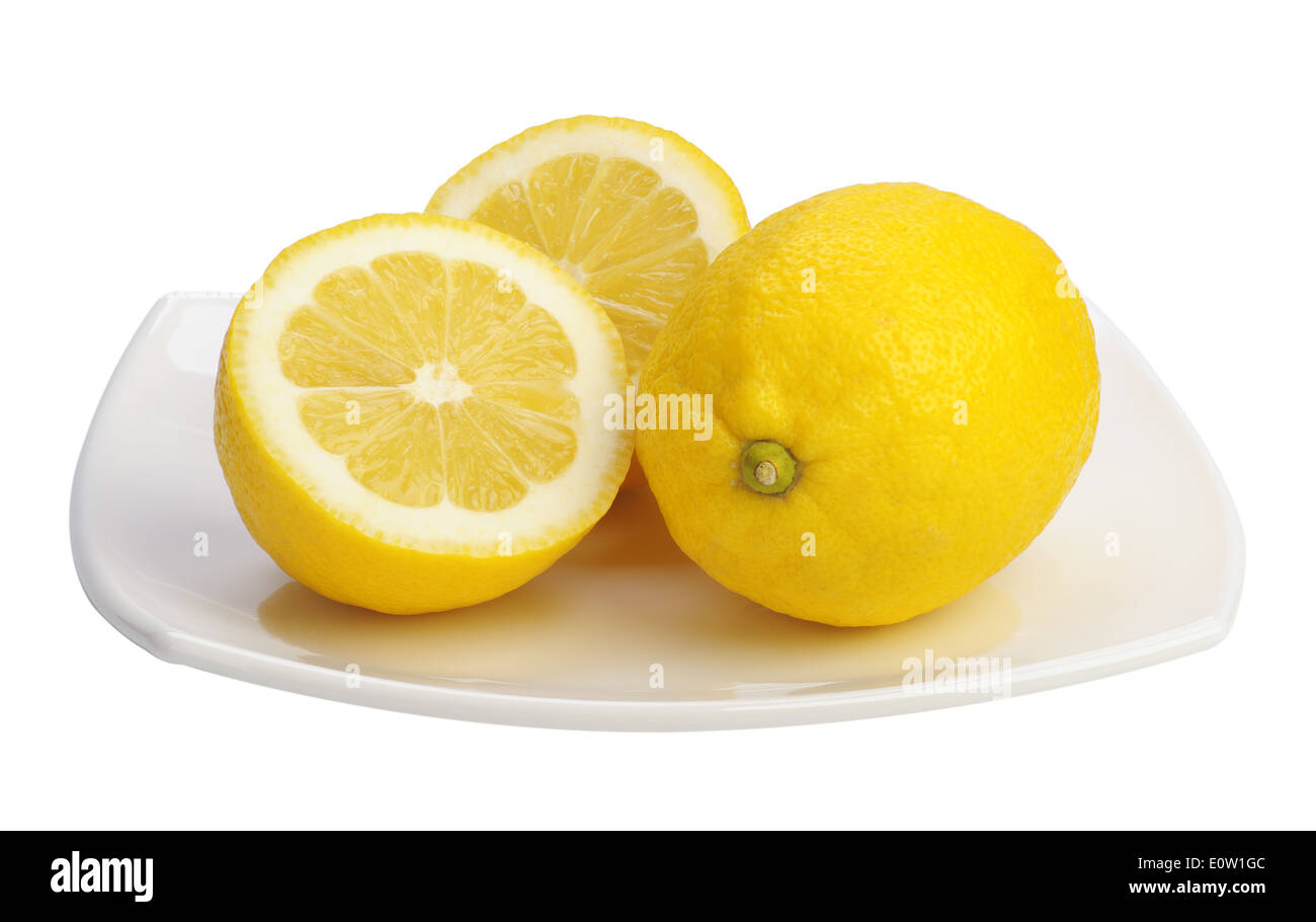 Two lemons on a white background, isolated Stock Photo - Alamy