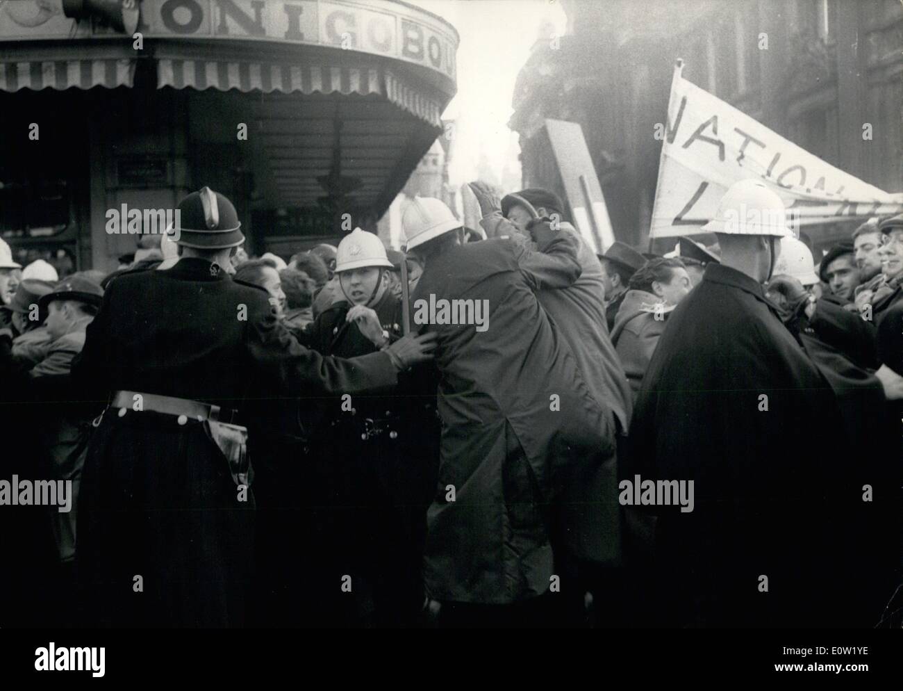 Dec. 12, 1960 - Belgian strike riots cause trouble: Policeman pushing ...