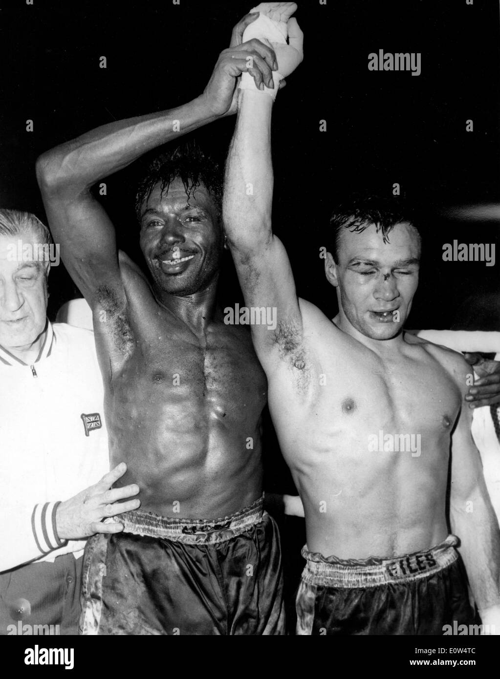 Boxer Joe Brown beats Dave Charnley at Earls Courts Stock Photo - Alamy