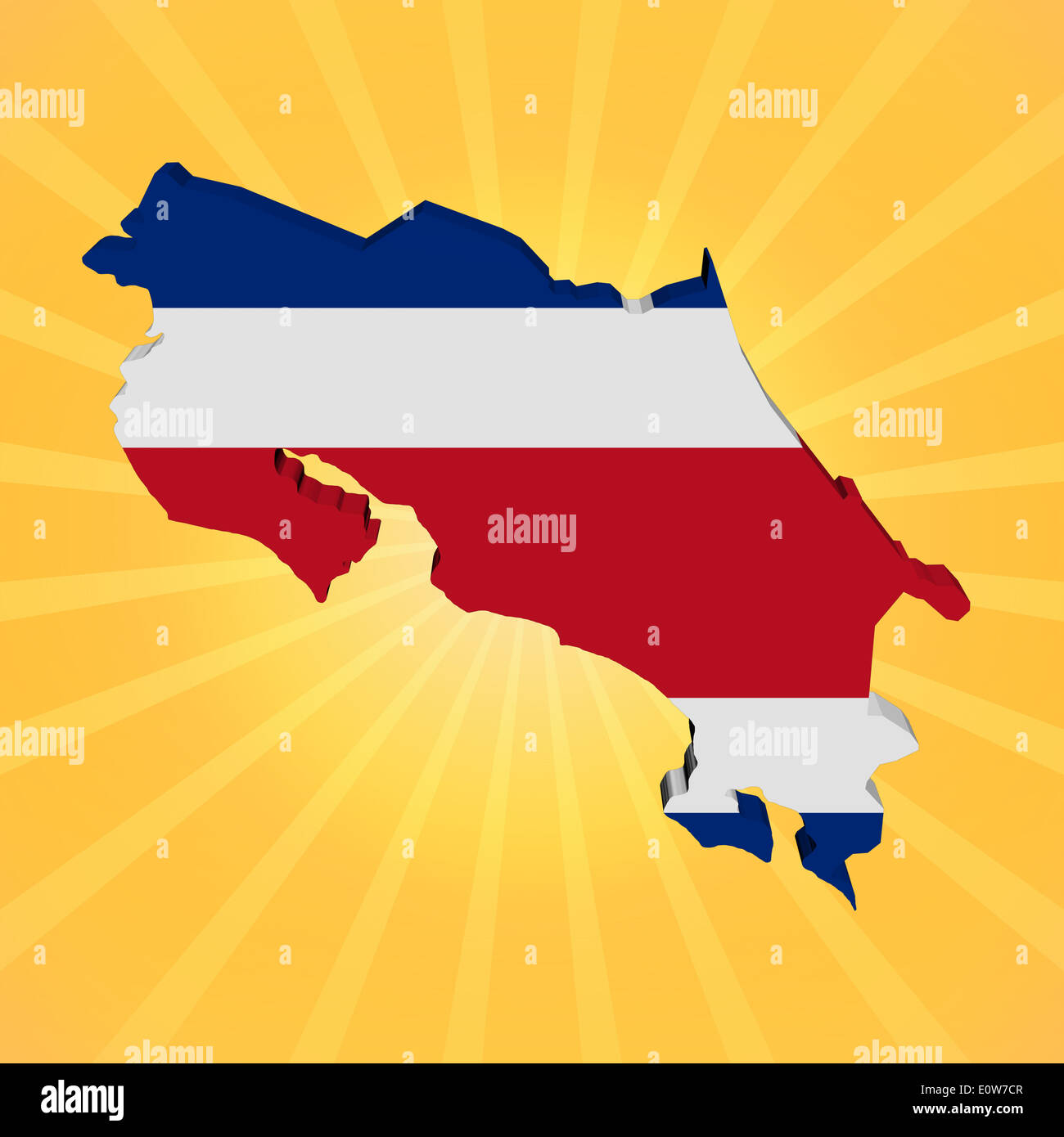 Costa Rica map flag on sunburst illustration Stock Photo - Alamy