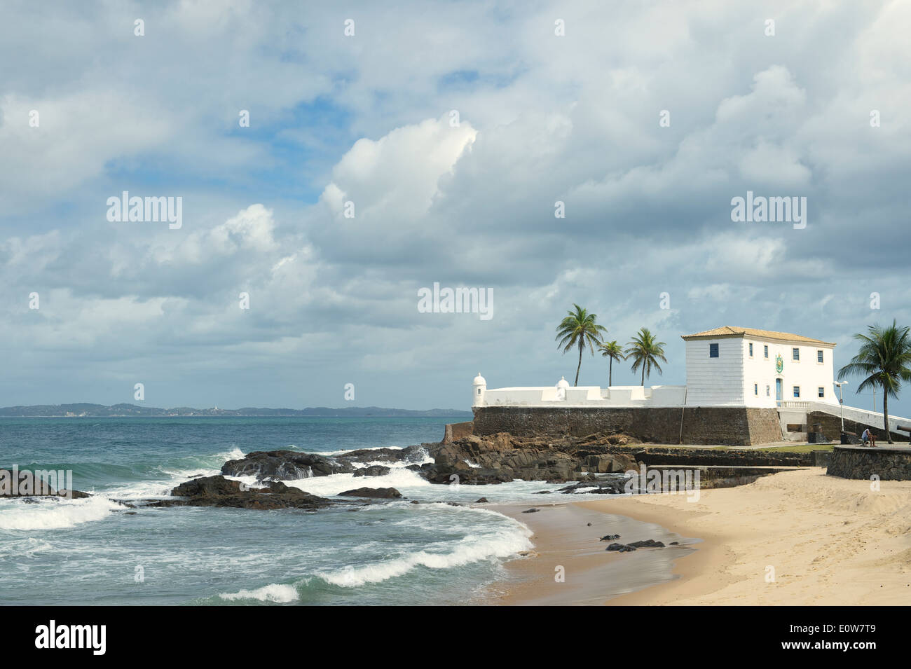 Colonial Fort Santa Maria in Barra Salvador Brazil built on tropical ...
