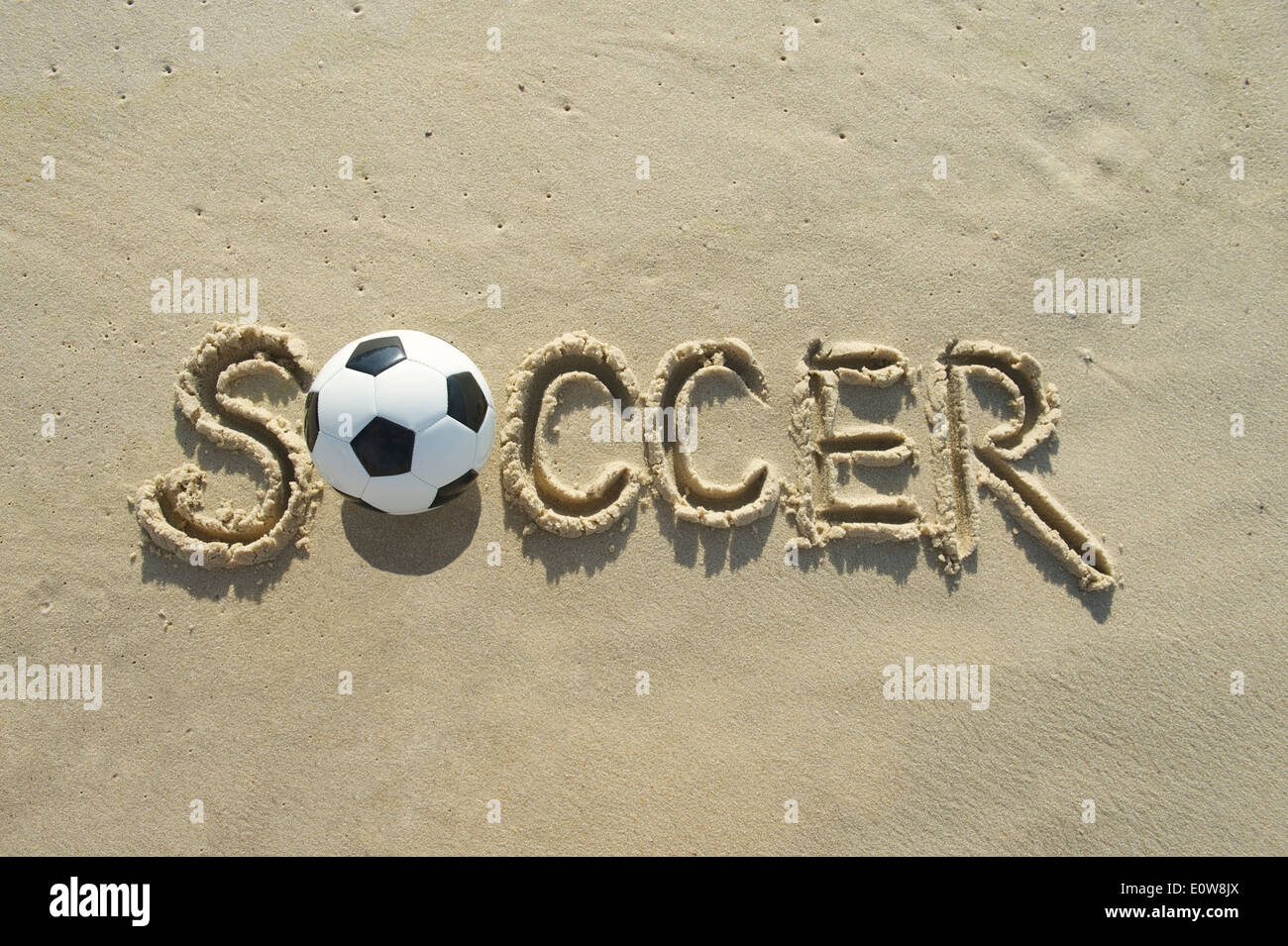 Soccer handwritten football message in capital letter text on bright ...