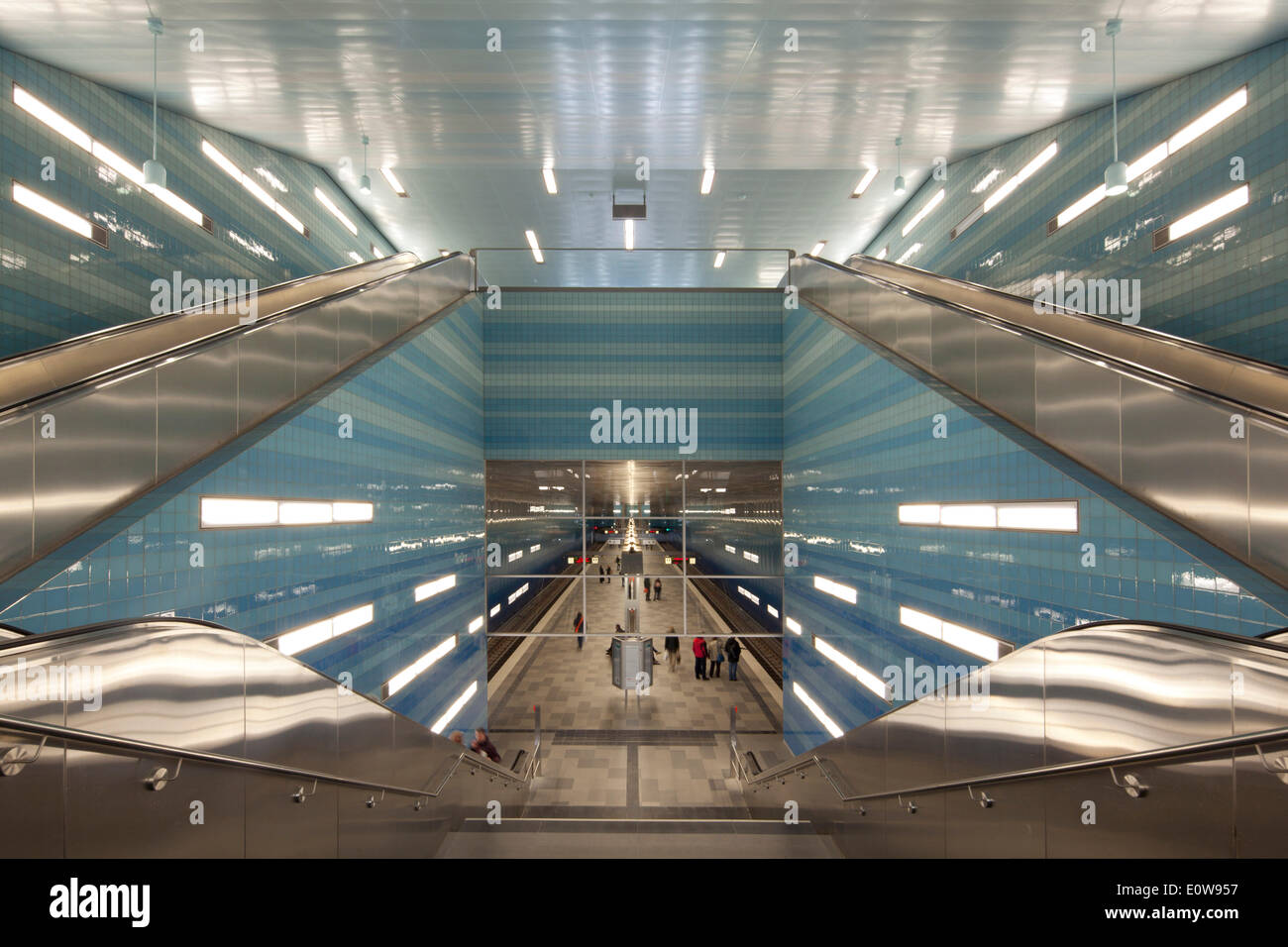 U-Bahn Überseequartier subway station, U4 subway line, HafenCity ...