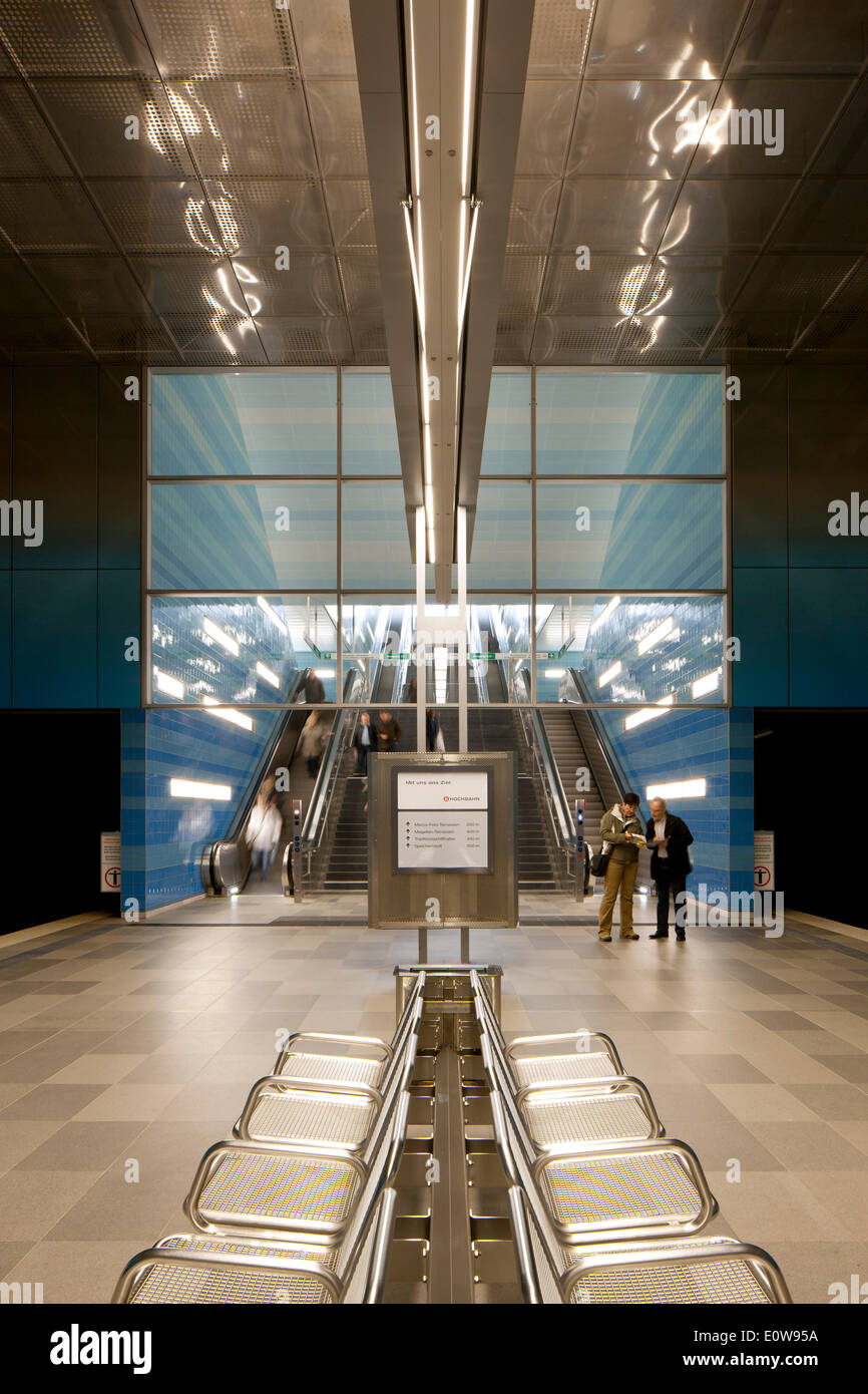 U-Bahn Überseequartier subway station, U4 subway line, HafenCity ...