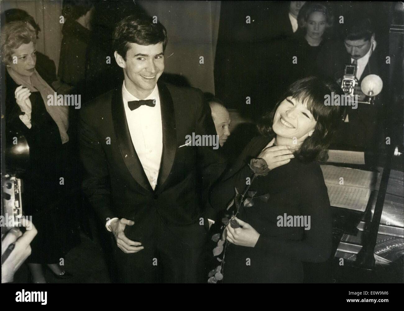 Feb. 24, 1962 - Tony Perkins & Singer Juliette Greco Holding Red Rose ...