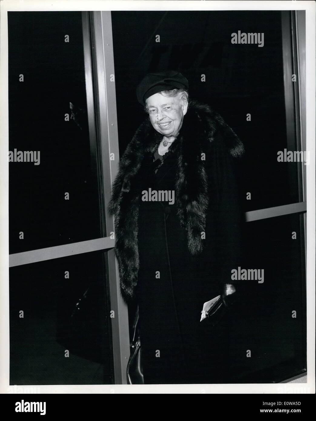 Apr. 04, 1962 - Mrs. Franklin D. Roosevelt is shown prior to boarding a ...