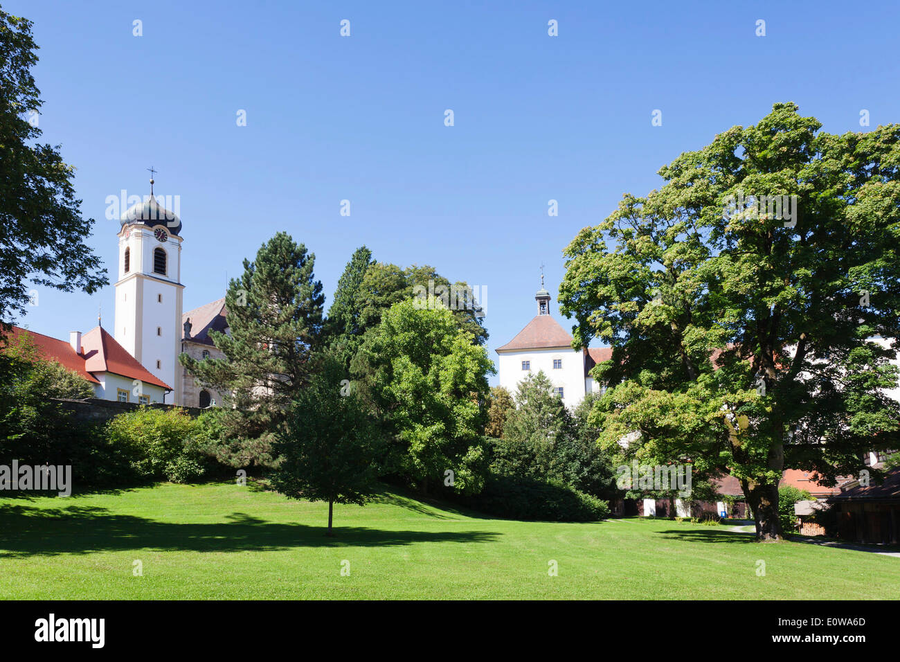 Church and castle of Wolfegg, Upper Swabia, Baden-Württemberg, Germany ...