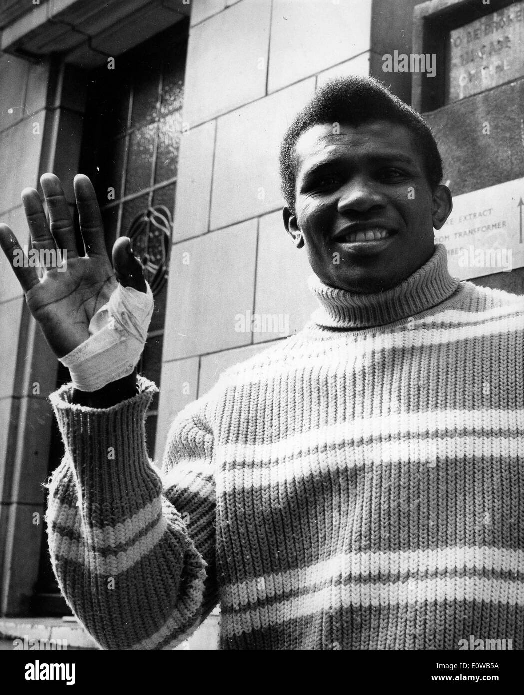 Boxer Jose Legra waving Stock Photo - Alamy