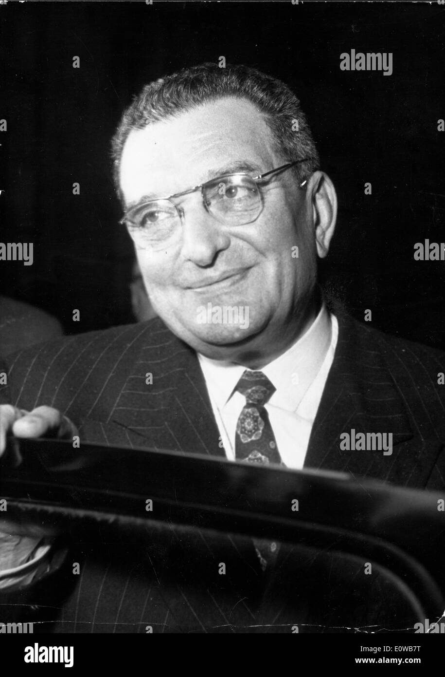 Prime Minister Joseph Laniel getting out of the car Stock Photo - Alamy