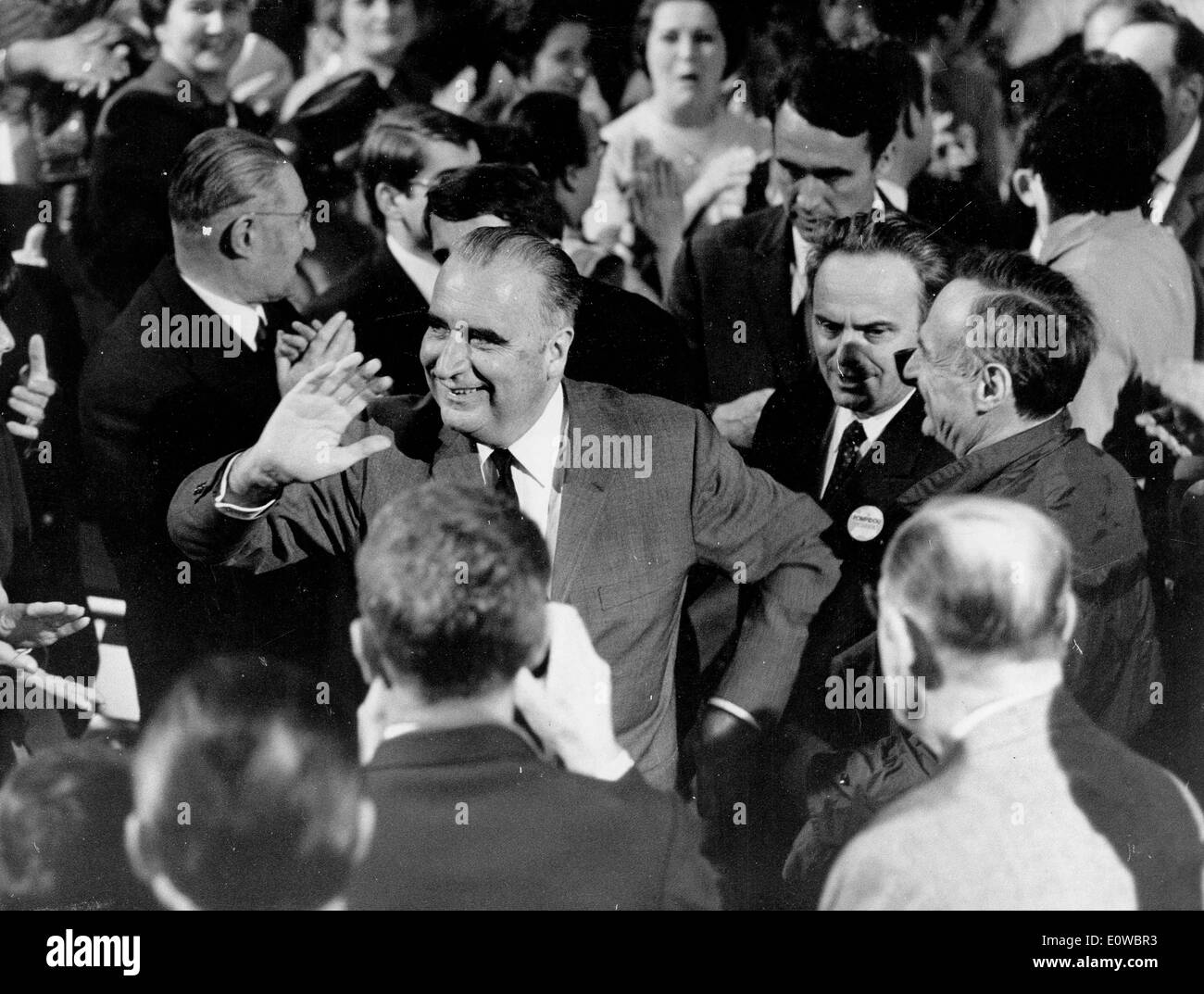 President Georges Pompidou waves to the crowd Stock Photo - Alamy
