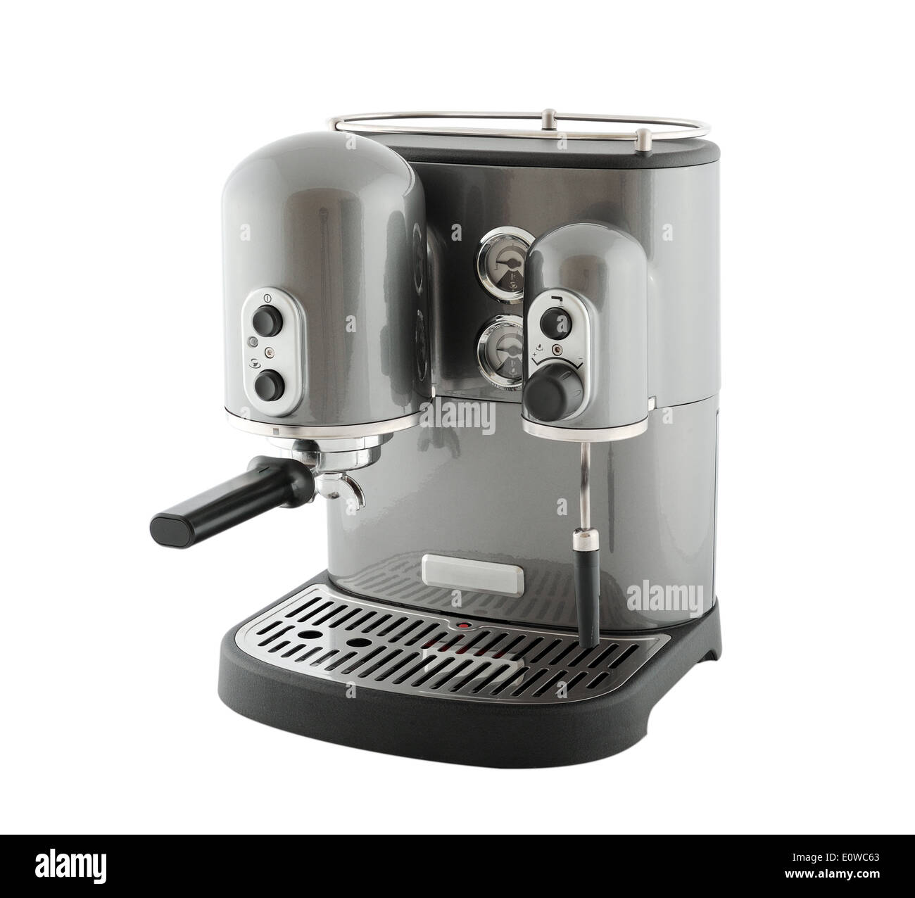 Pearl gray coffee machine, isolated on a white background Stock Photo ...