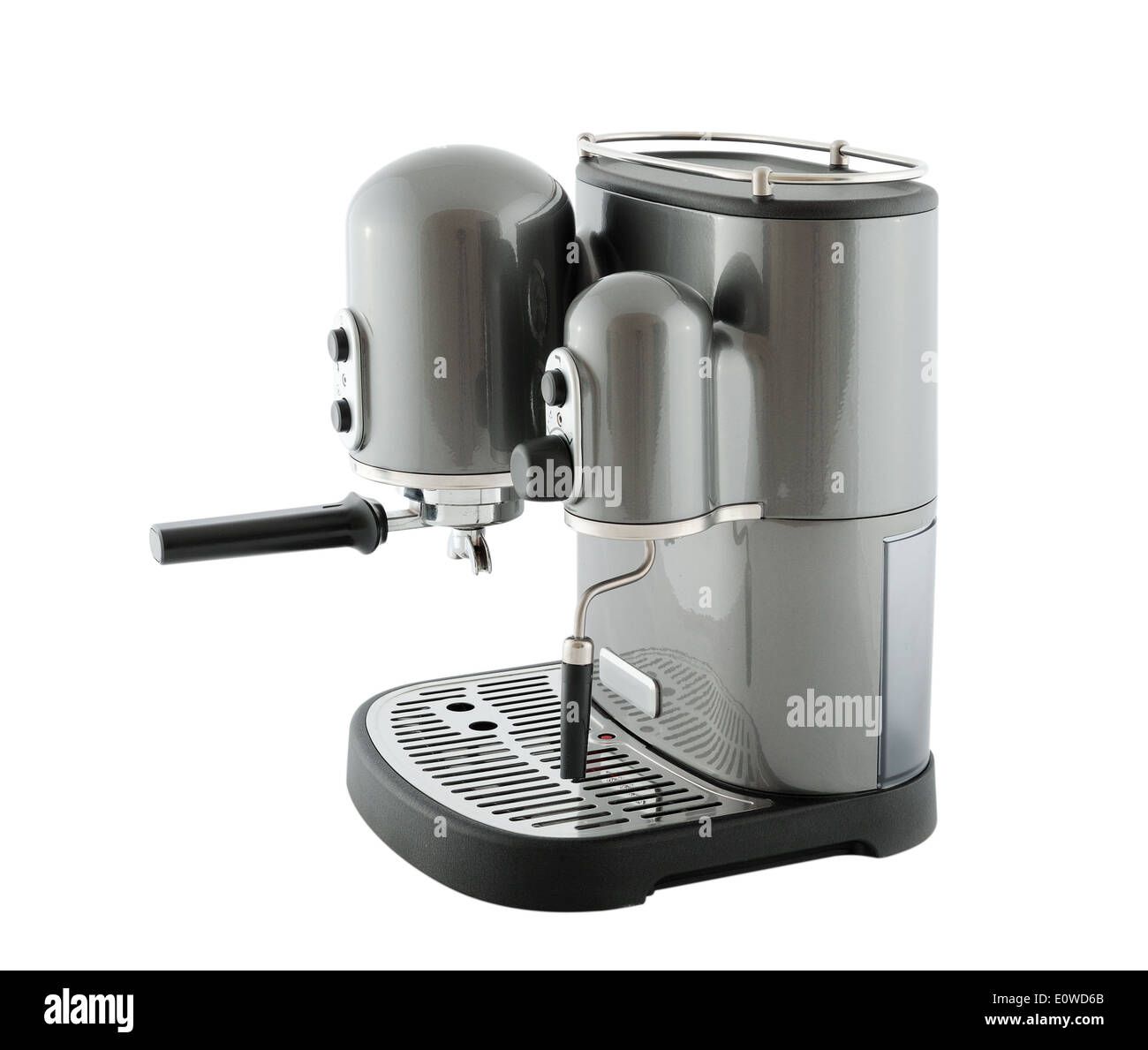 Pearl gray coffee machine, isolated on a white background Stock Photo ...