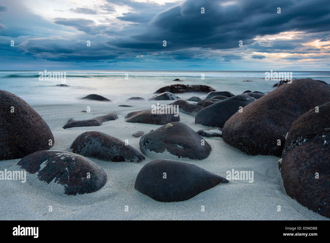 Stones on the beach, Unstad, Lofoten, Norway Stock Photo - Alamy