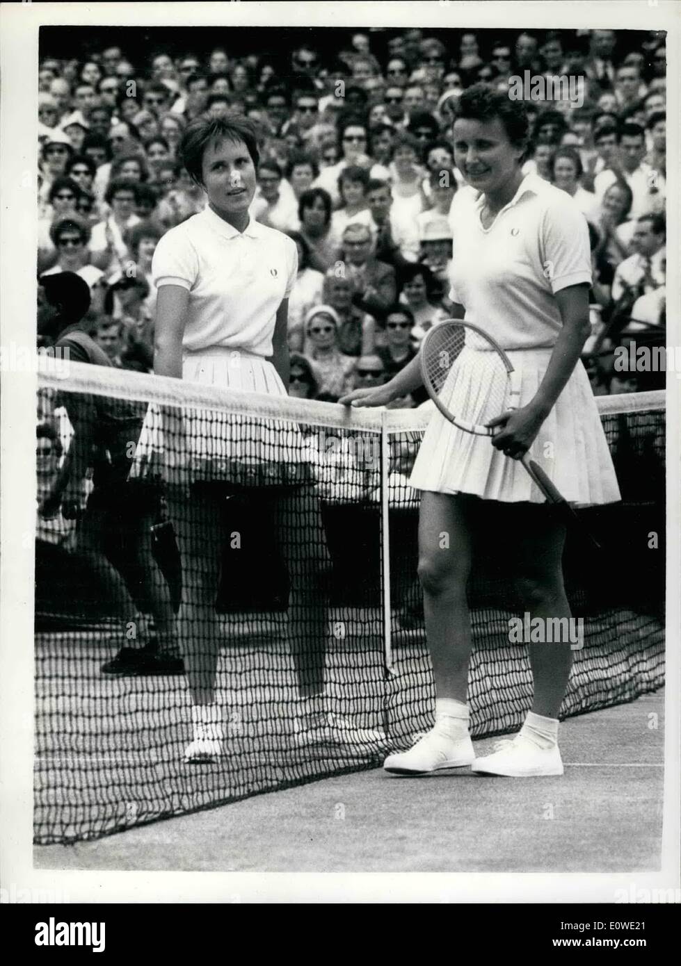Jul. 07, 1962 - Wimbledon all over - in a handshake. Photo shows Mrs ...