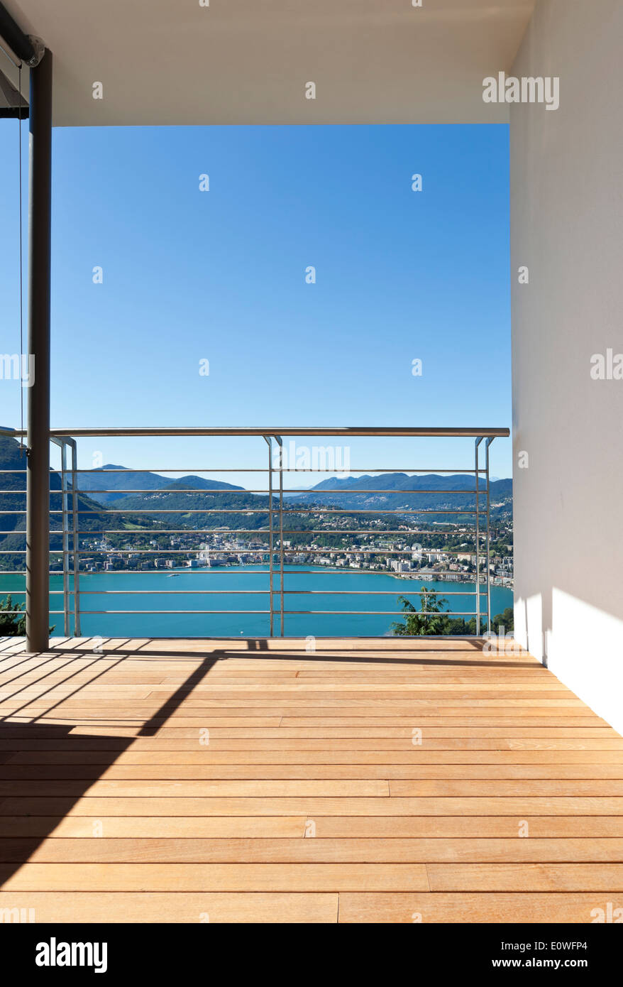 Modern apartment, balcony with panoramic view Stock Photo - Alamy