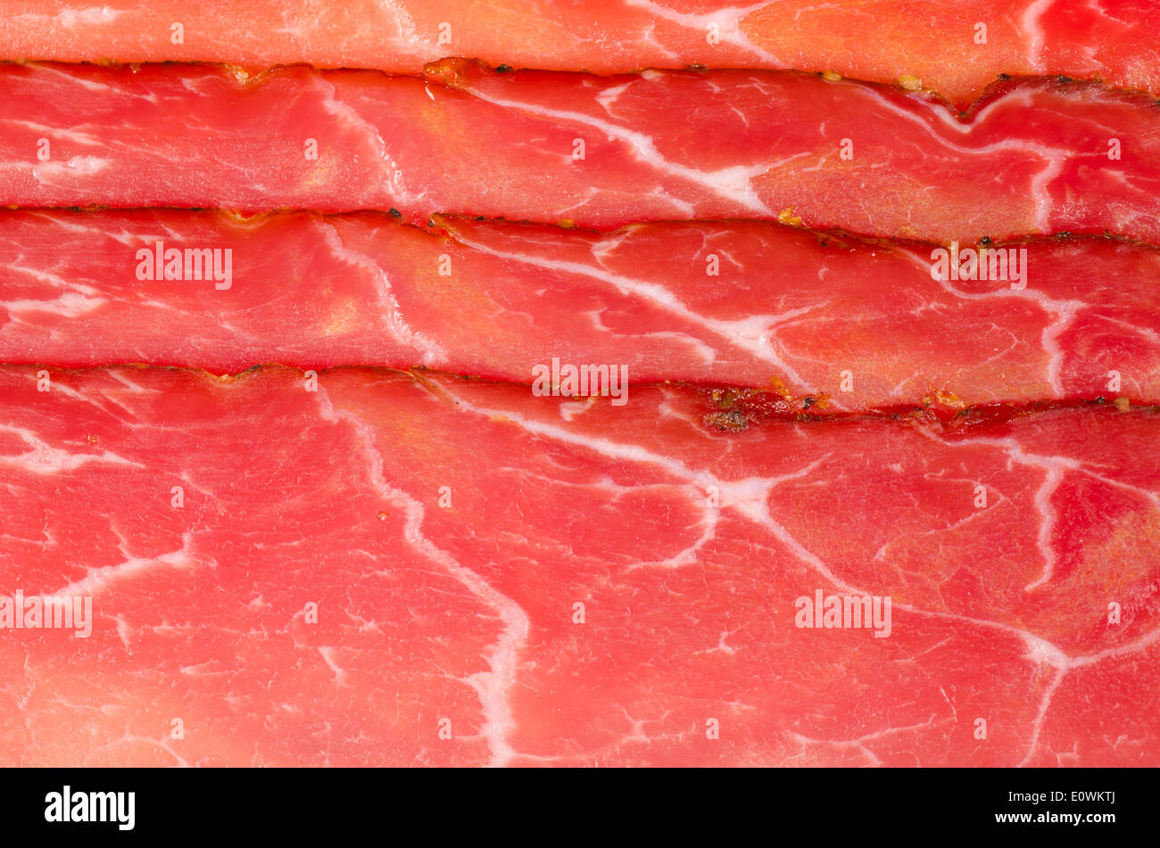 Full frame take of rashers of smoked Black Forest ham Stock Photo - Alamy