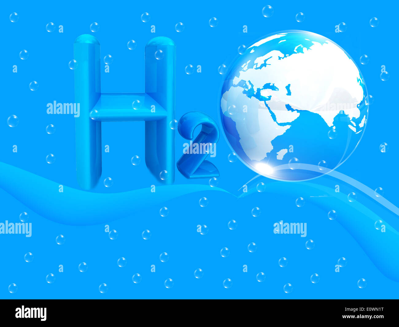 water drops background and formula of water Stock Photo - Alamy