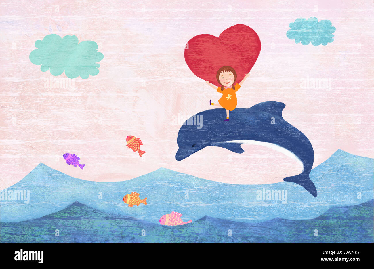 Girl riding fish hi-res stock photography and images - Alamy