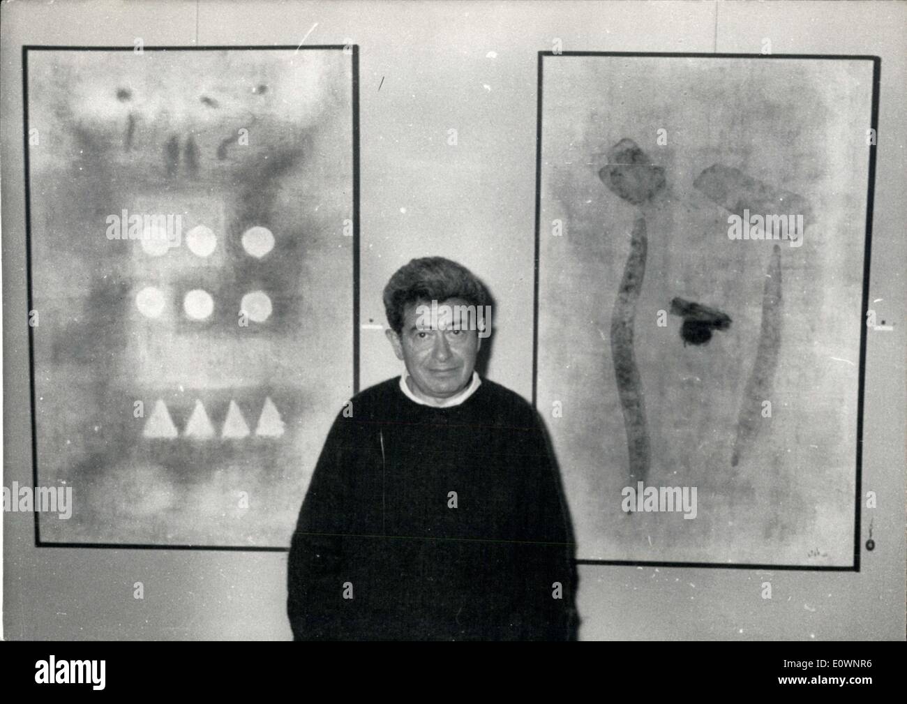 Oct. 18, 1963 - Thomas Gleb and his paintings on display in NYC Stock ...