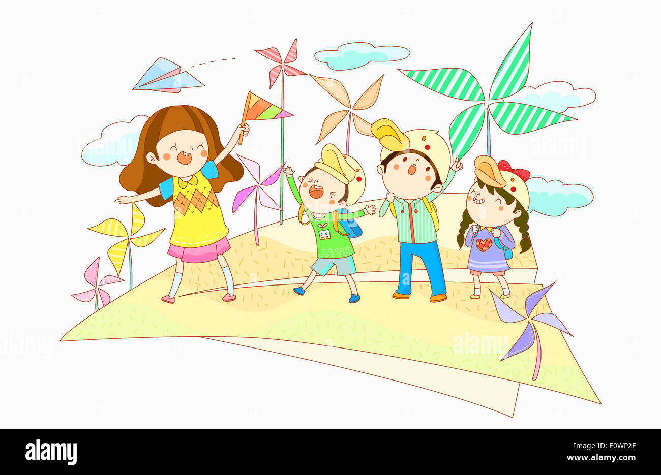 kids playing on a paper plane Stock Photo - Alamy