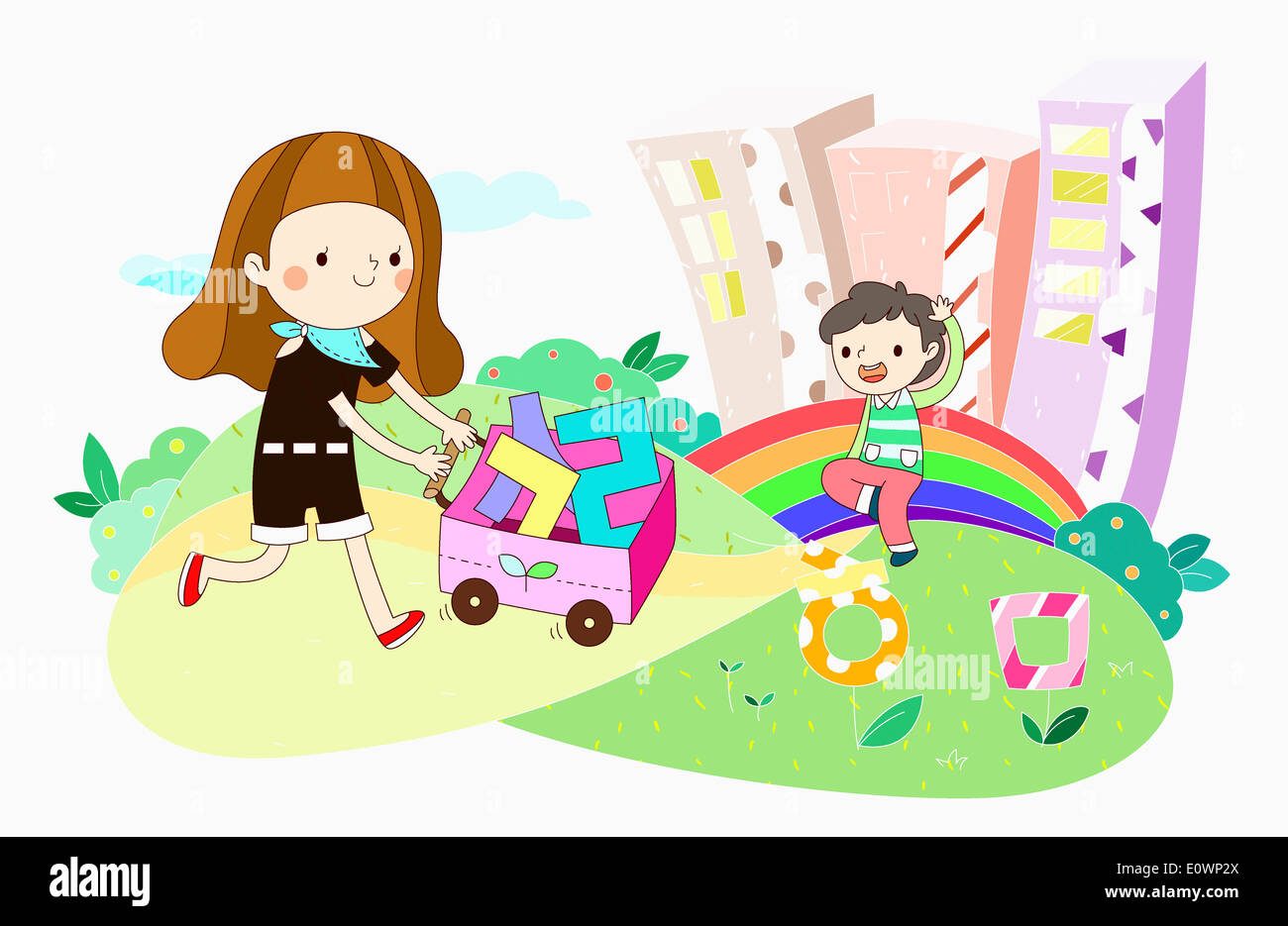 kids playing in the nature Stock Photo - Alamy