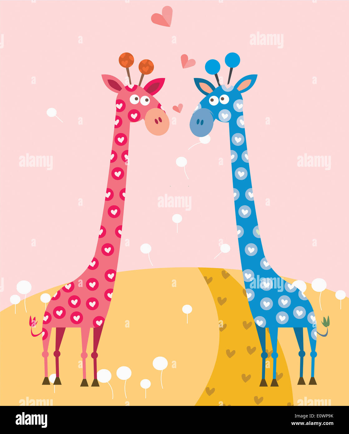 Two Giraffes Kissing Cartoon