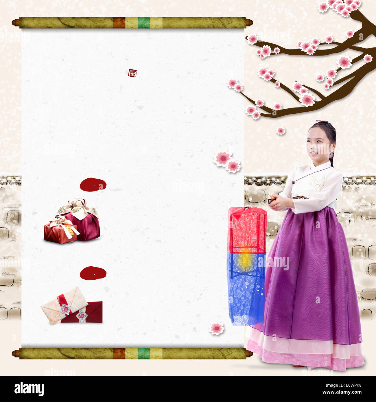 Korean traditional themed letter template with a copy space Stock Photo ...