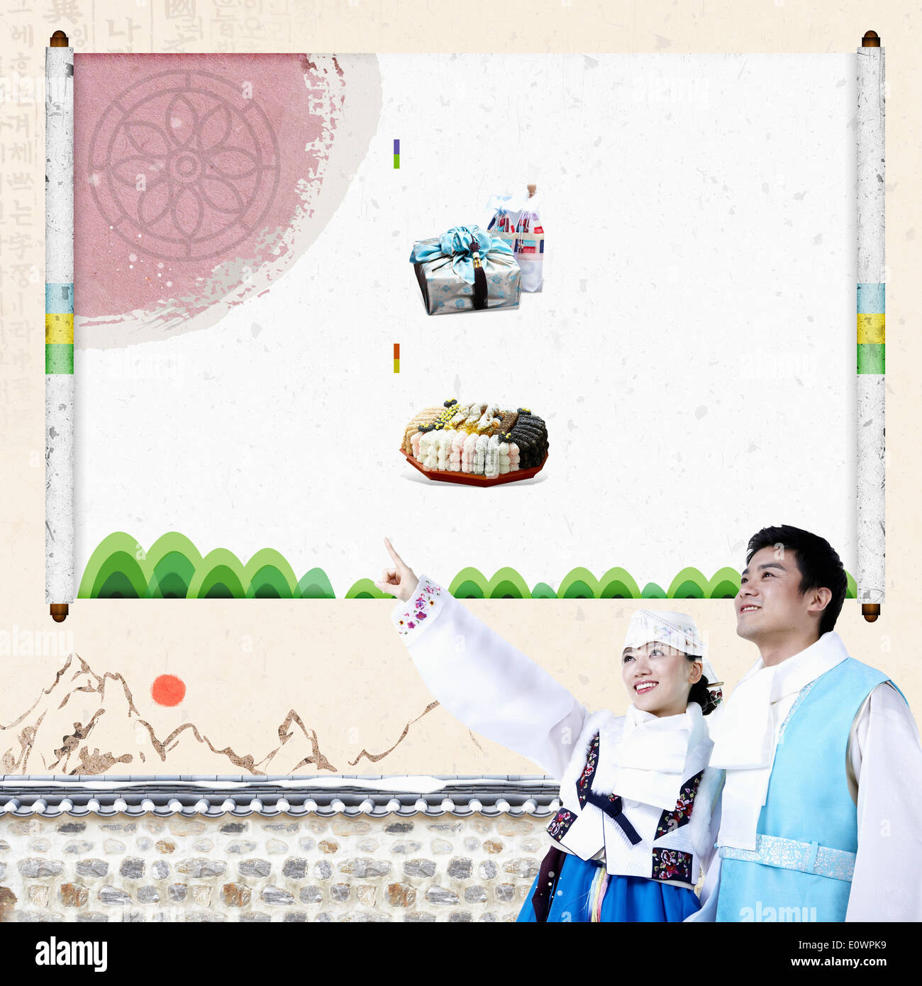 Korean traditional themed letter template with a copy space Stock Photo ...