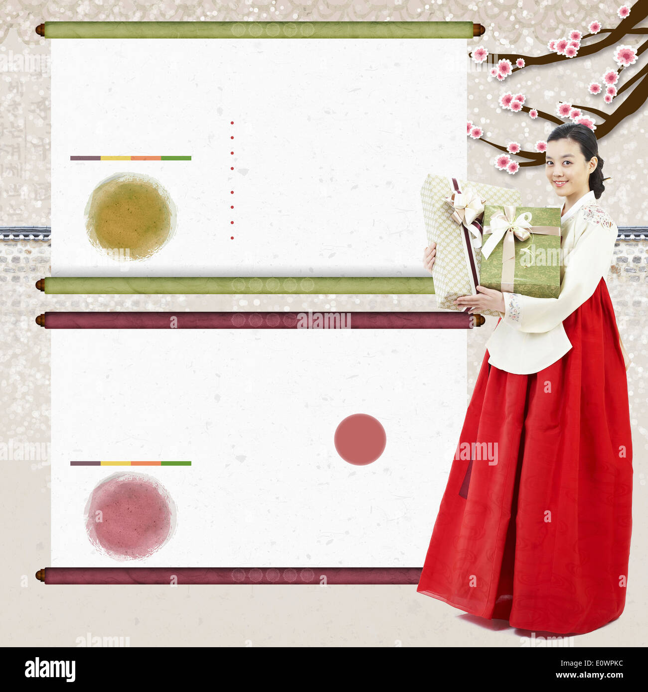 Korean traditional themed letter template with a copy space Stock Photo ...