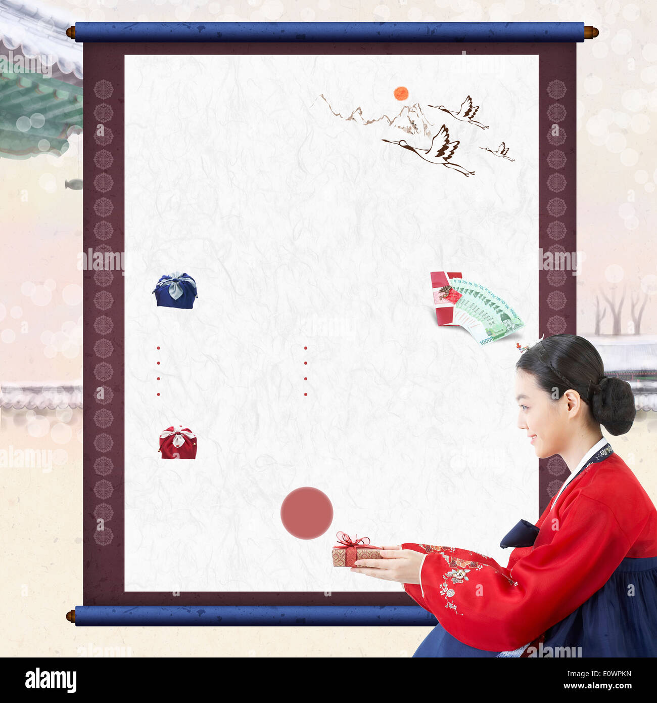 Korean traditional themed letter template with a copy space Stock Photo ...