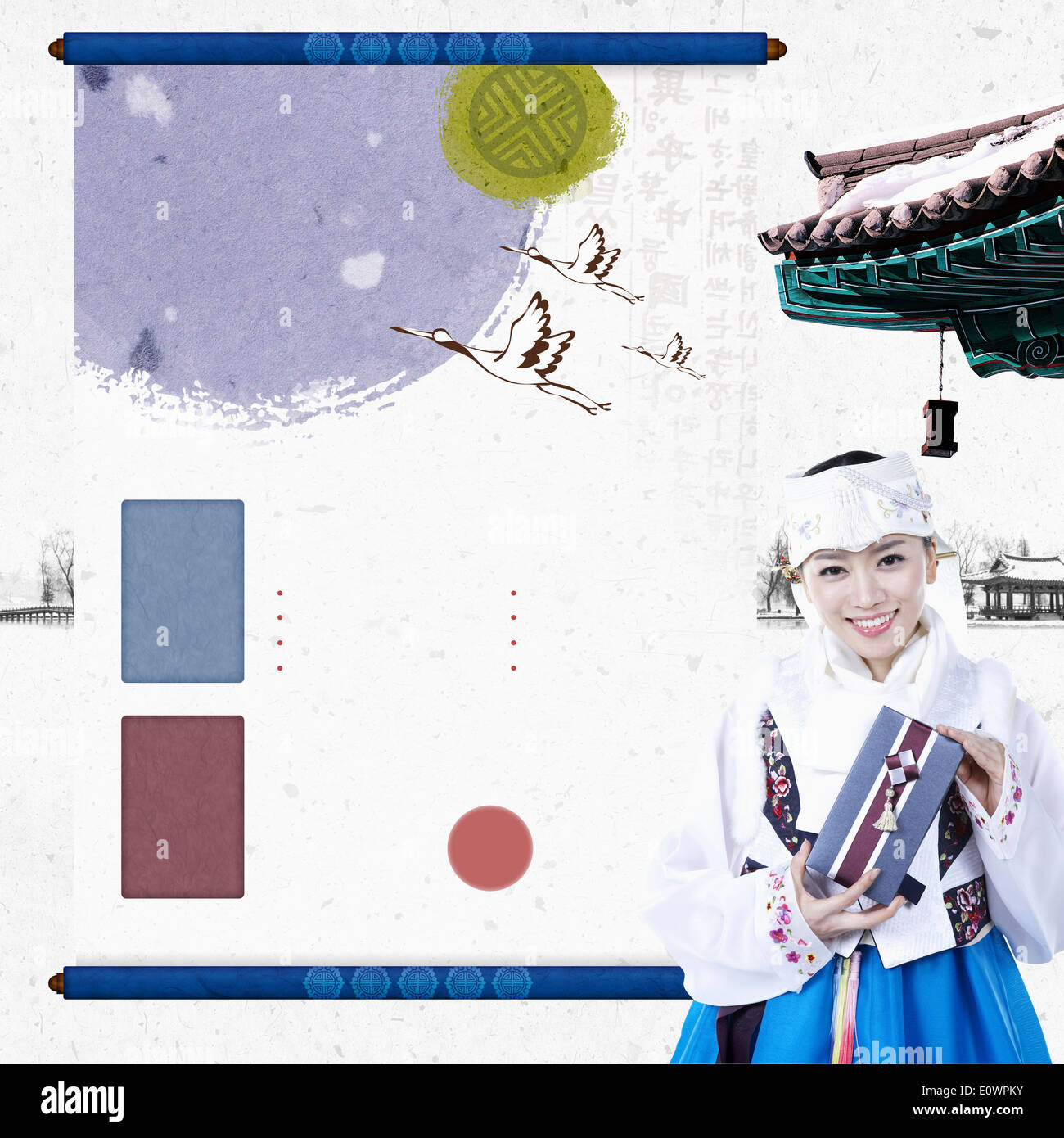 Korean traditional themed letter template with a copy space Stock Photo ...