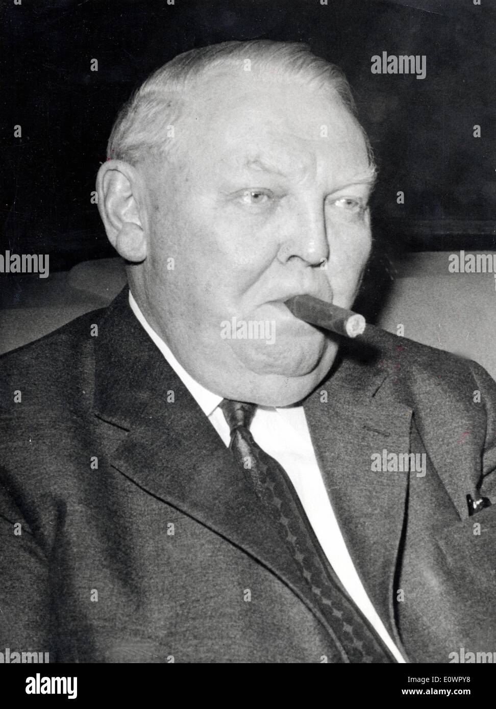 Ludwig Erhard smoking a cigar on a visit to Rome Stock Photo: 69408284 ...