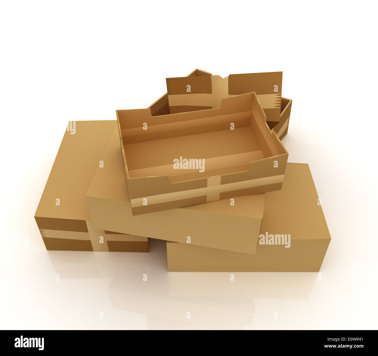 Cardboard boxes on a white background Stock Photo - Alamy