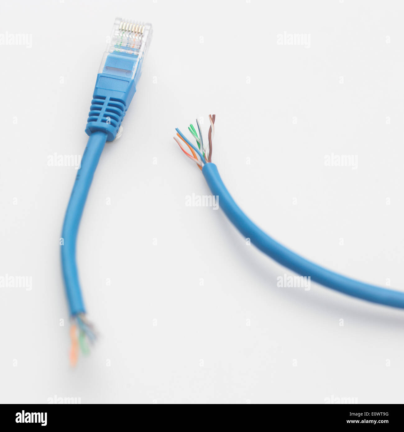 a blue broken internet cord Stock Photo - Alamy