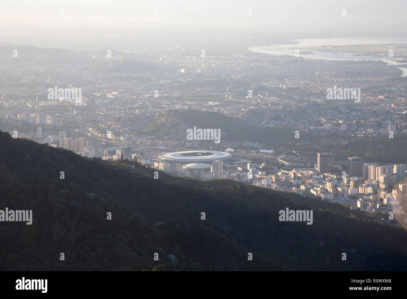 Rio de Janeiro skyline and Maracana national football stadium in Brazil ...