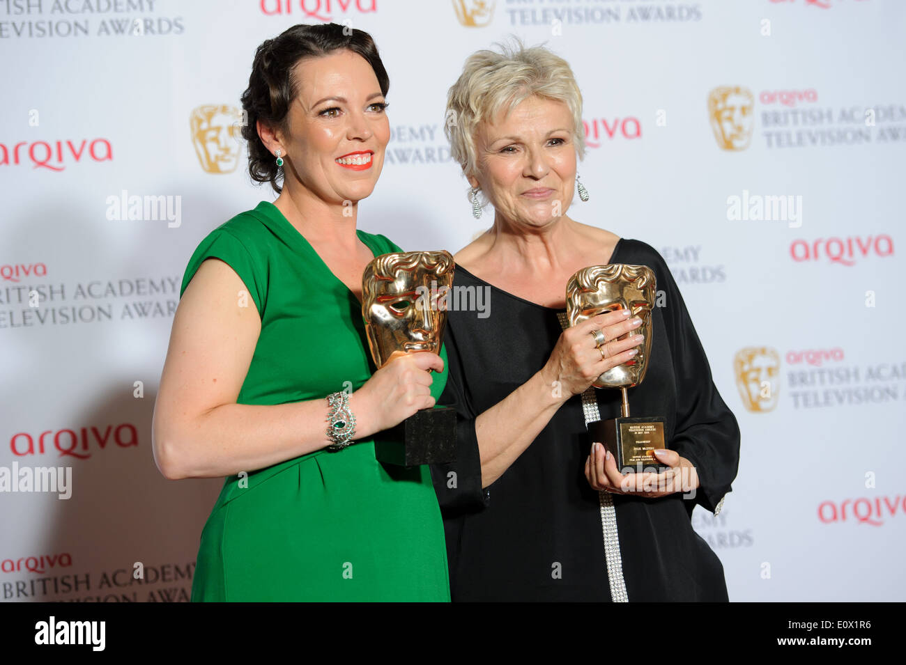 Olivia Colman and Julie Walters pose for photographers in the winners ...