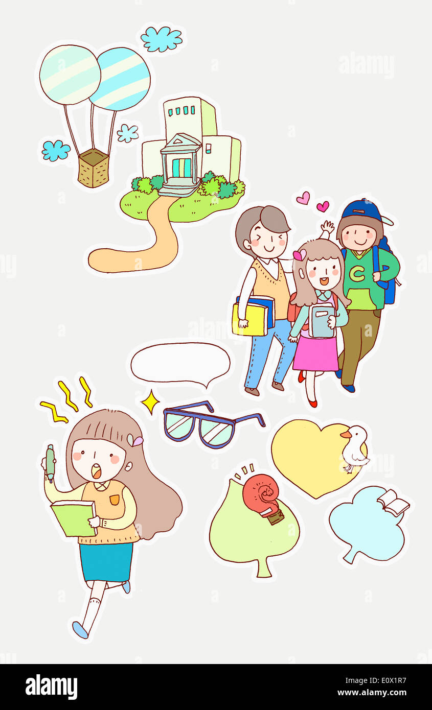 a set of images of students life in university Stock Photo - Alamy