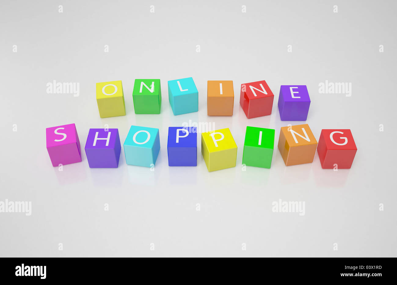 different color boxes spelling online shopping Stock Photo - Alamy