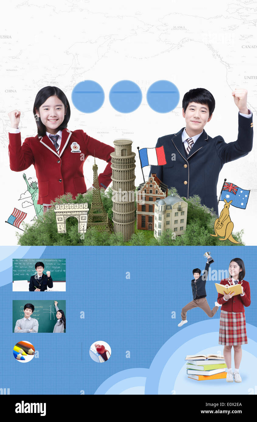 an info graph template related to students travelling Stock Photo - Alamy