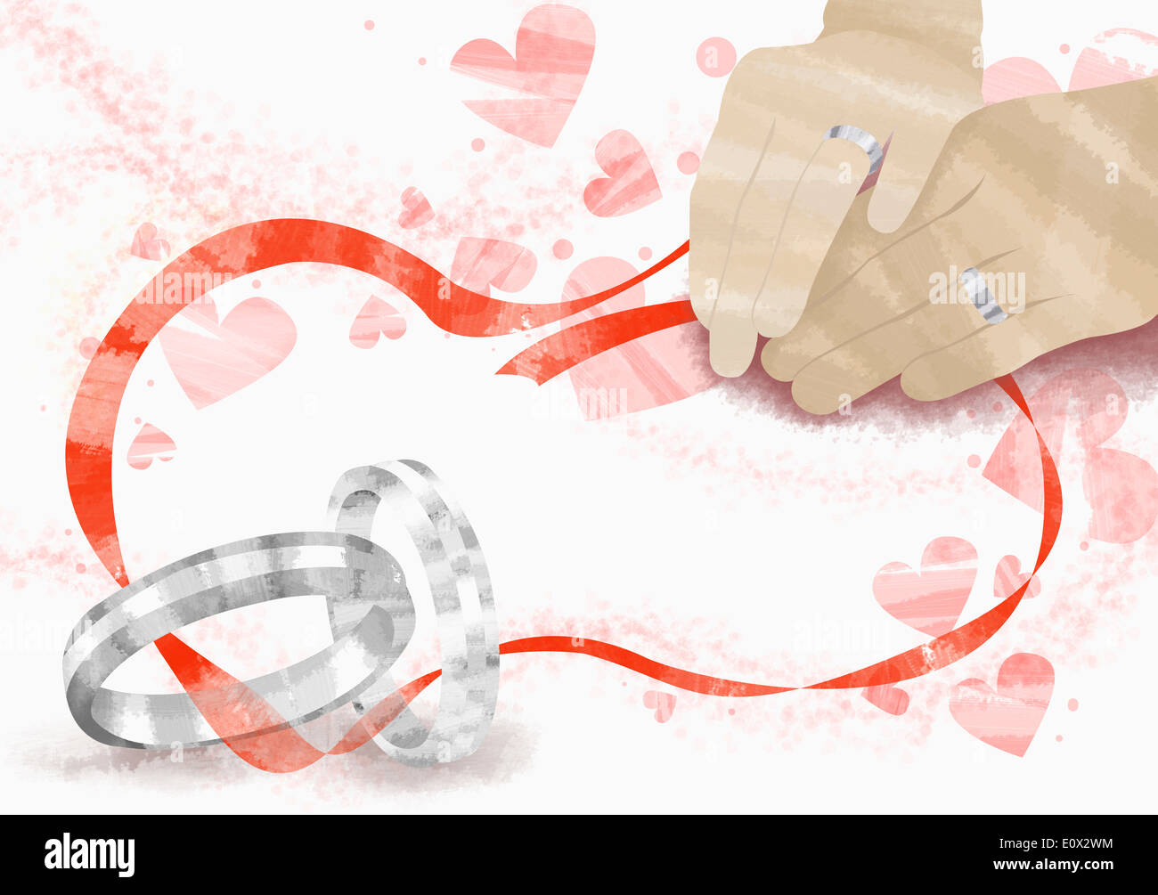 two hands with rings next to a couple of rings Stock Photo - Alamy