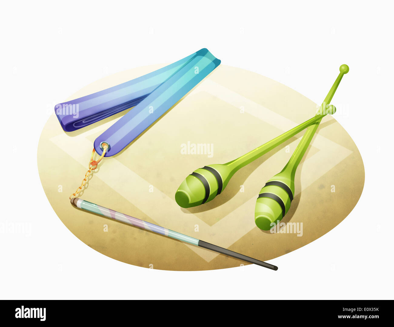 a set of sport equipment from gymnastics Stock Photo - Alamy