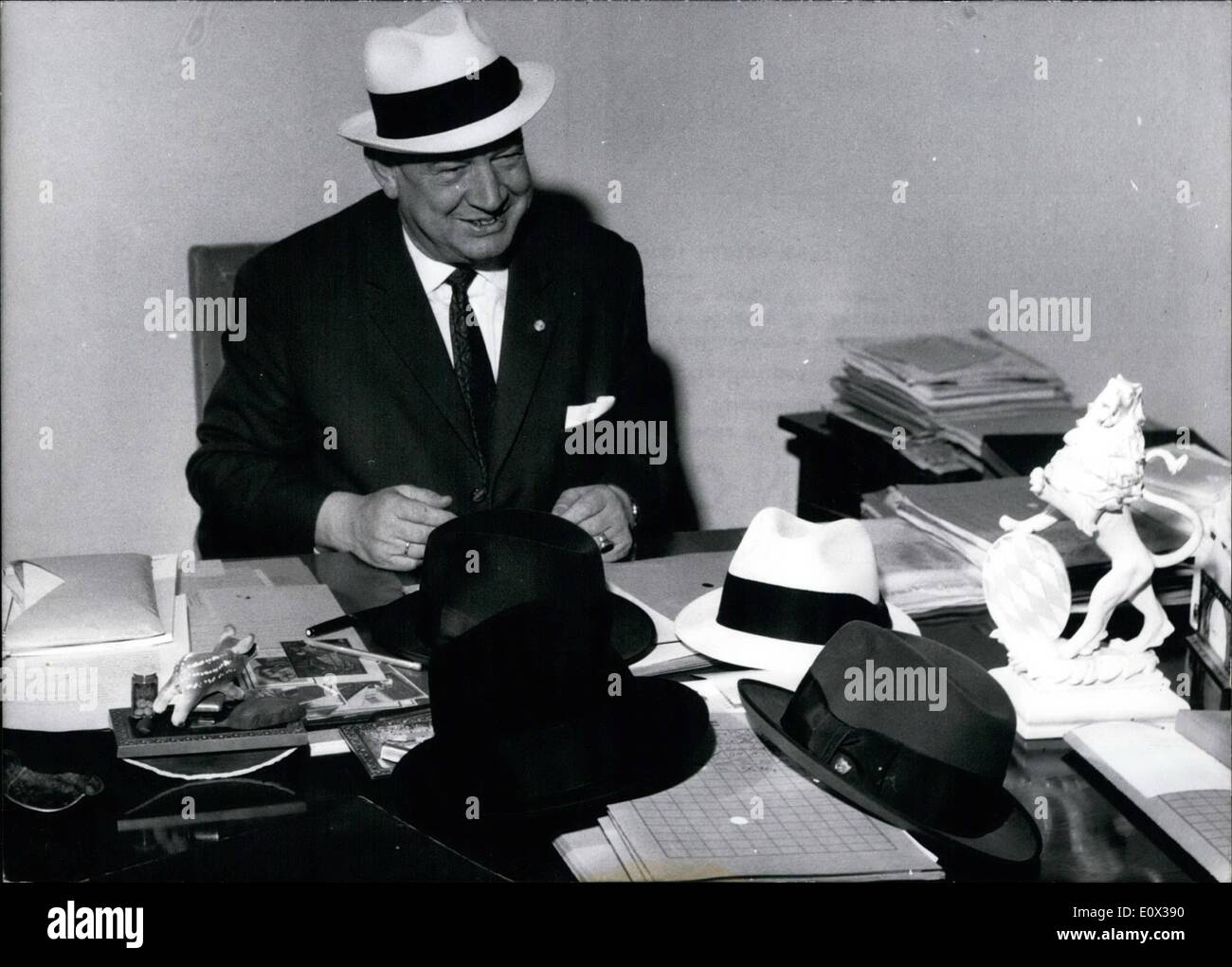 Mar. 03, 1965 - A Suiting hat: Alfons Goppel, the president of the ...