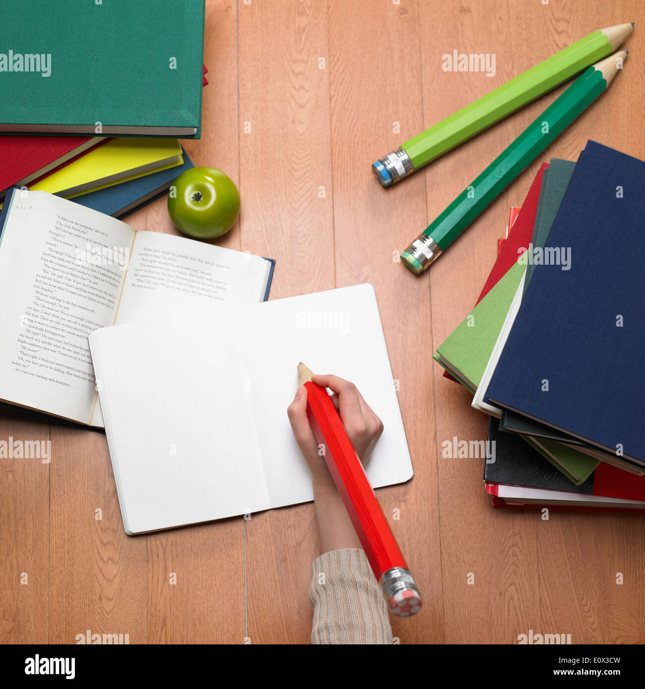 Opened book with pencil hi-res stock photography and images - Alamy
