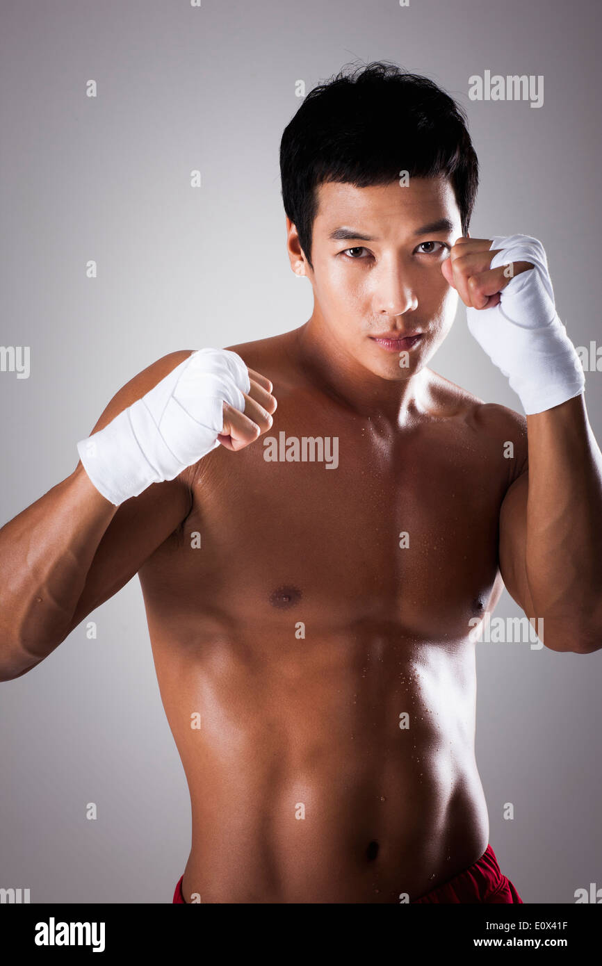 a boxer getting ready for a fight Stock Photo - Alamy