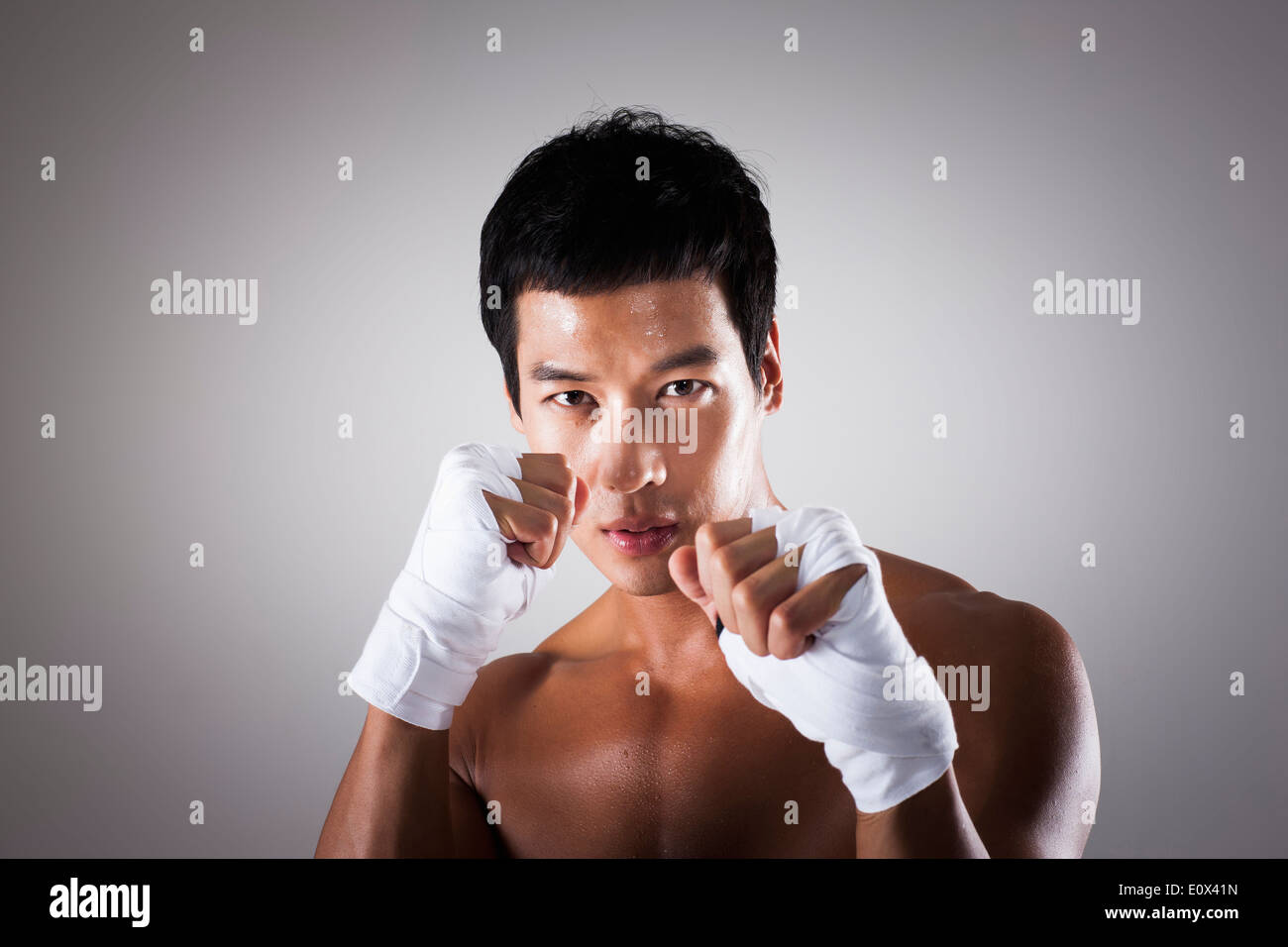 a boxer getting ready for a fight Stock Photo - Alamy
