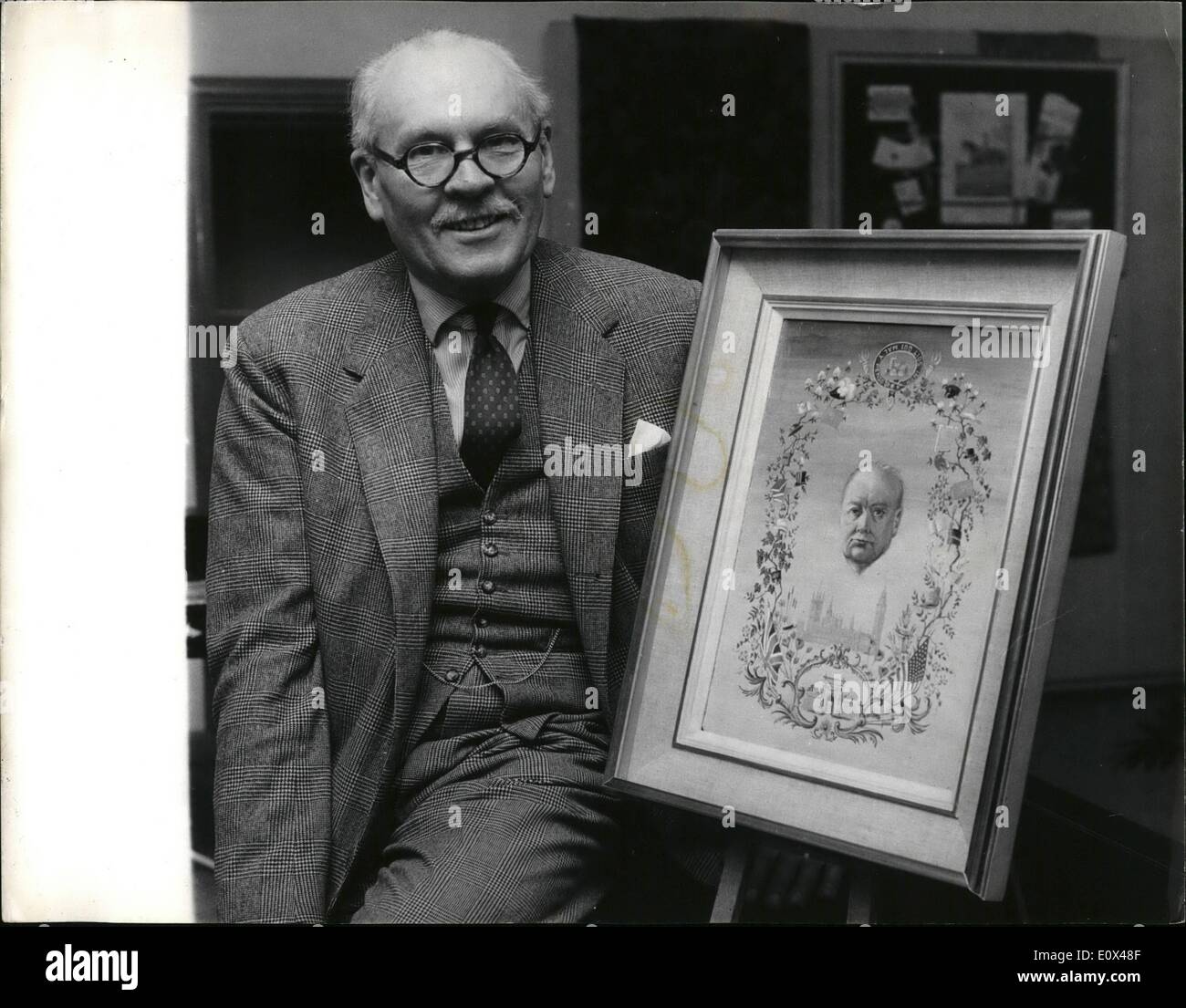 Feb. 02, 1965 - Colonel Maynard Show His New Painting Of Sir Winston ...