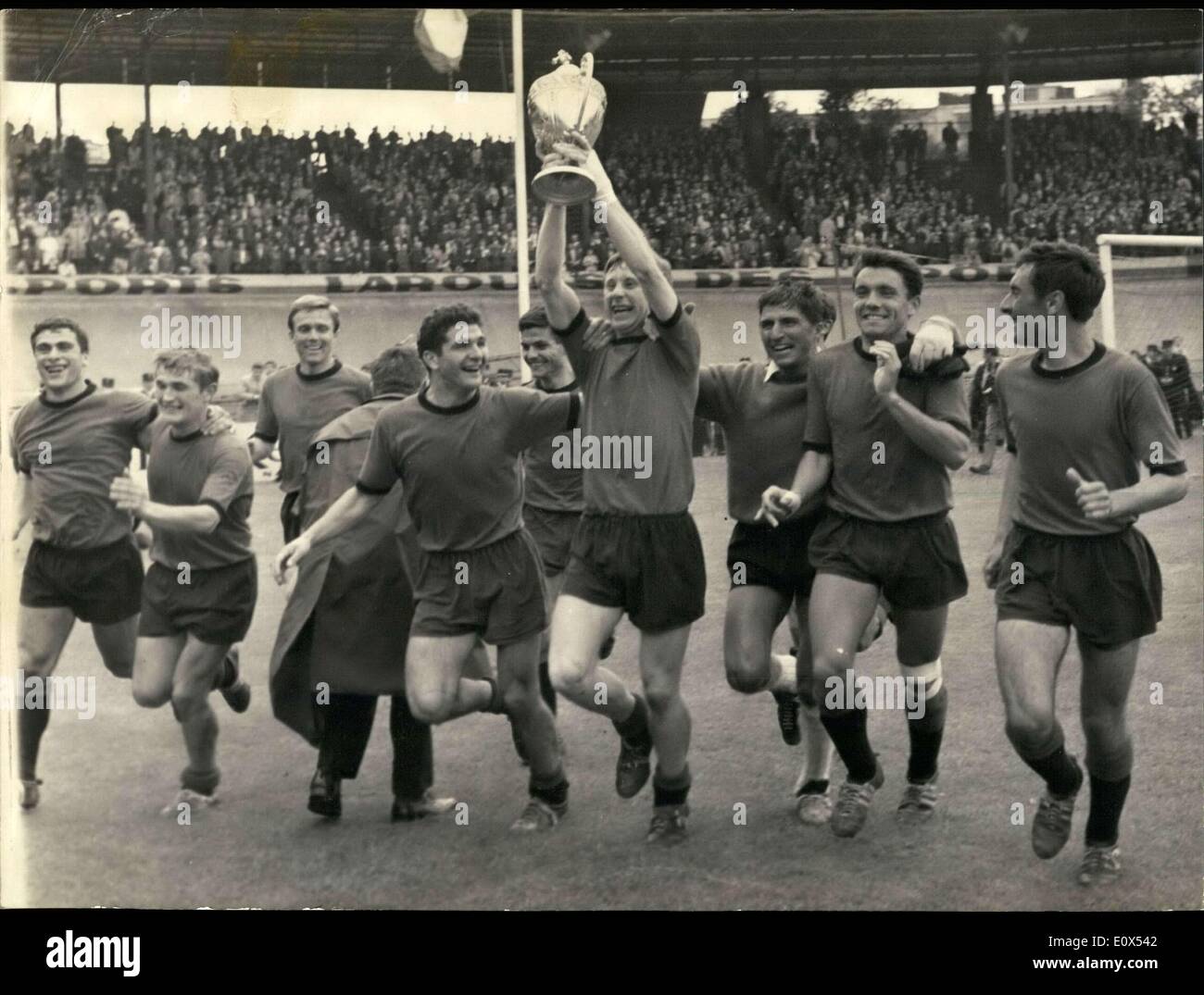 May 27, 1965 - Captain of Rennes Team Loncle Carries Cup Stock Photo ...