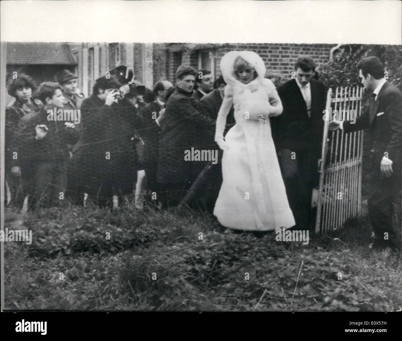 Apr. 04, 1965 - French Pop star bride and groom - leave by side gate ...